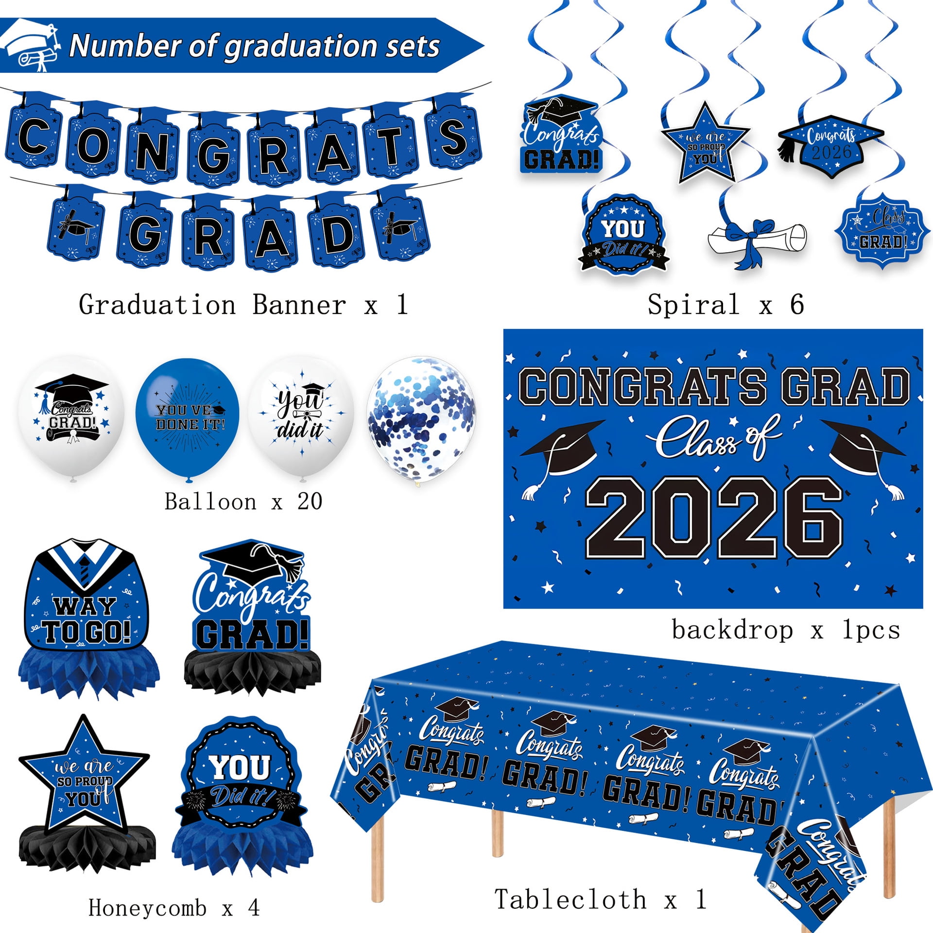 2026 New Black Gold Graduation Theme Party Decorations, Including ...