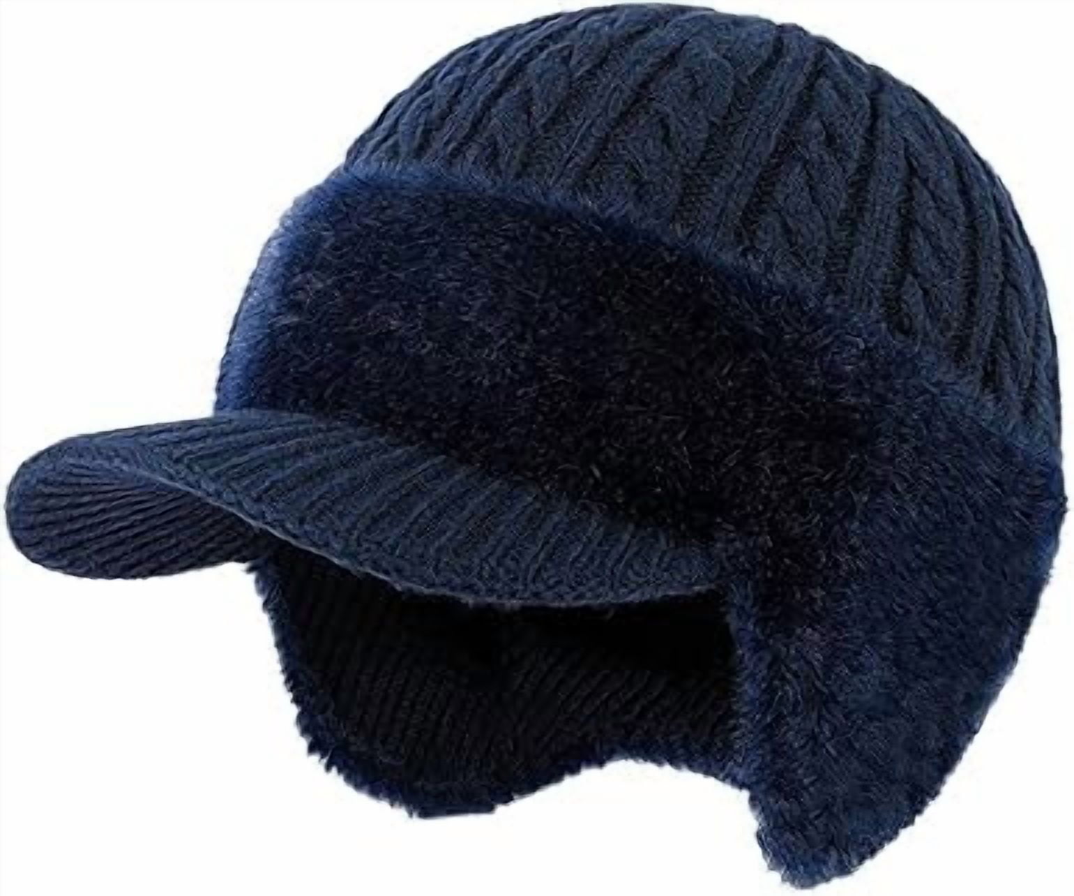 2026 New Blocking Knitted Hats, Cozy Head Winter Beanie with Brim & Ear ...