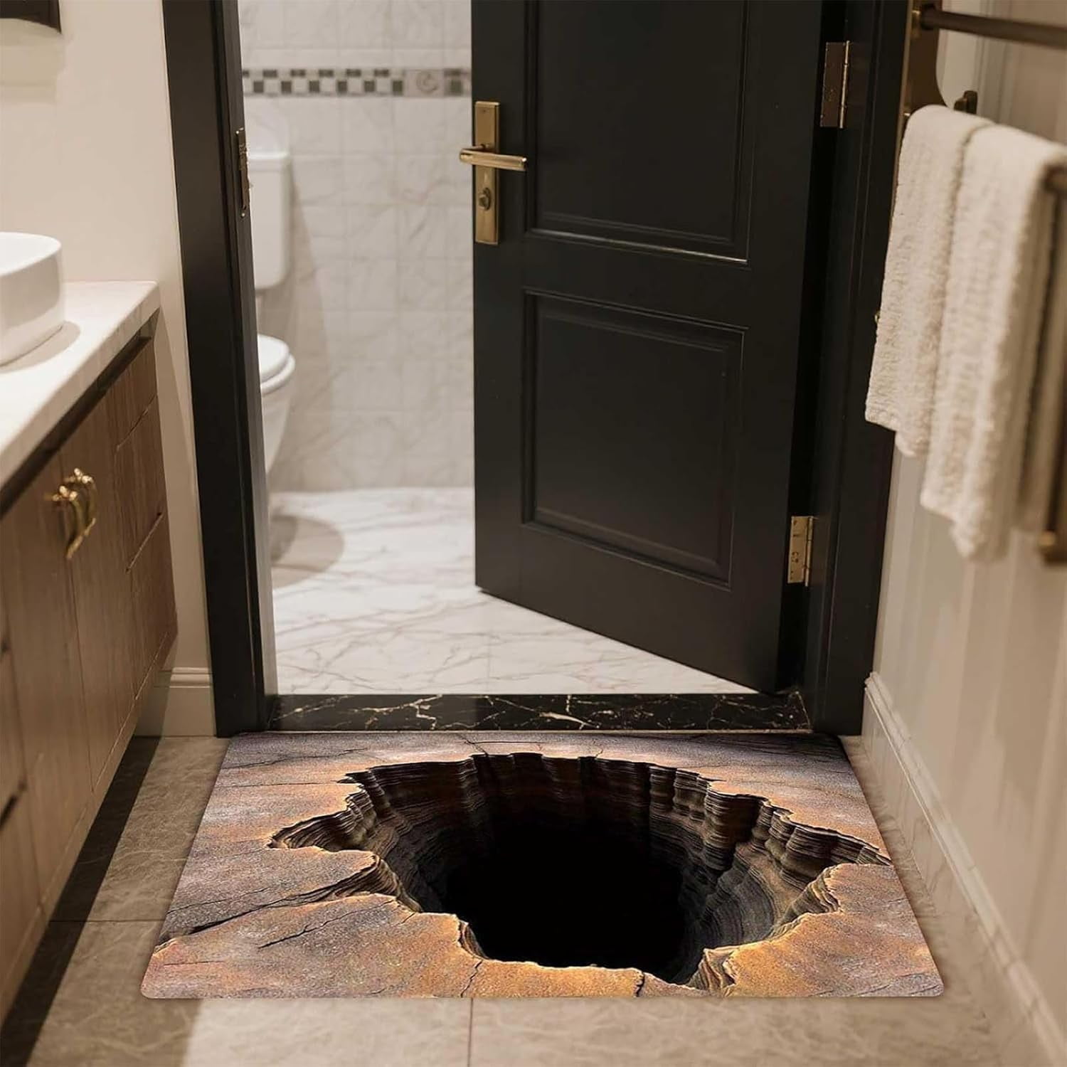 2026 New Bottomless Hole 3D Optical Illusion Rug with Anti-Slip ...