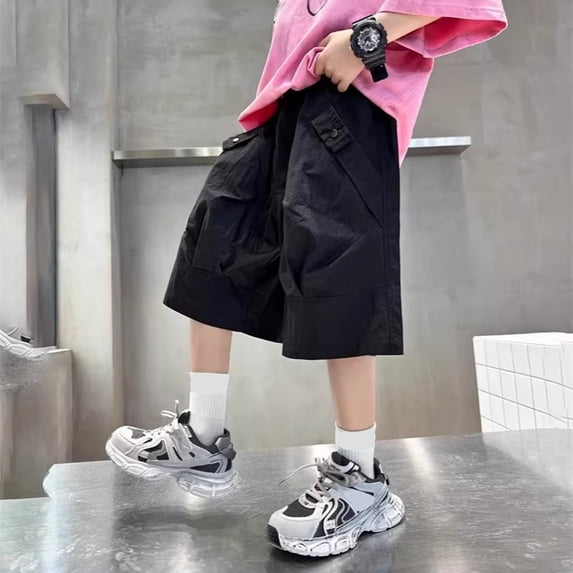 2026 New Boys Cargo Shorts Baggy Casual Knee Length Wide Leg Long ...