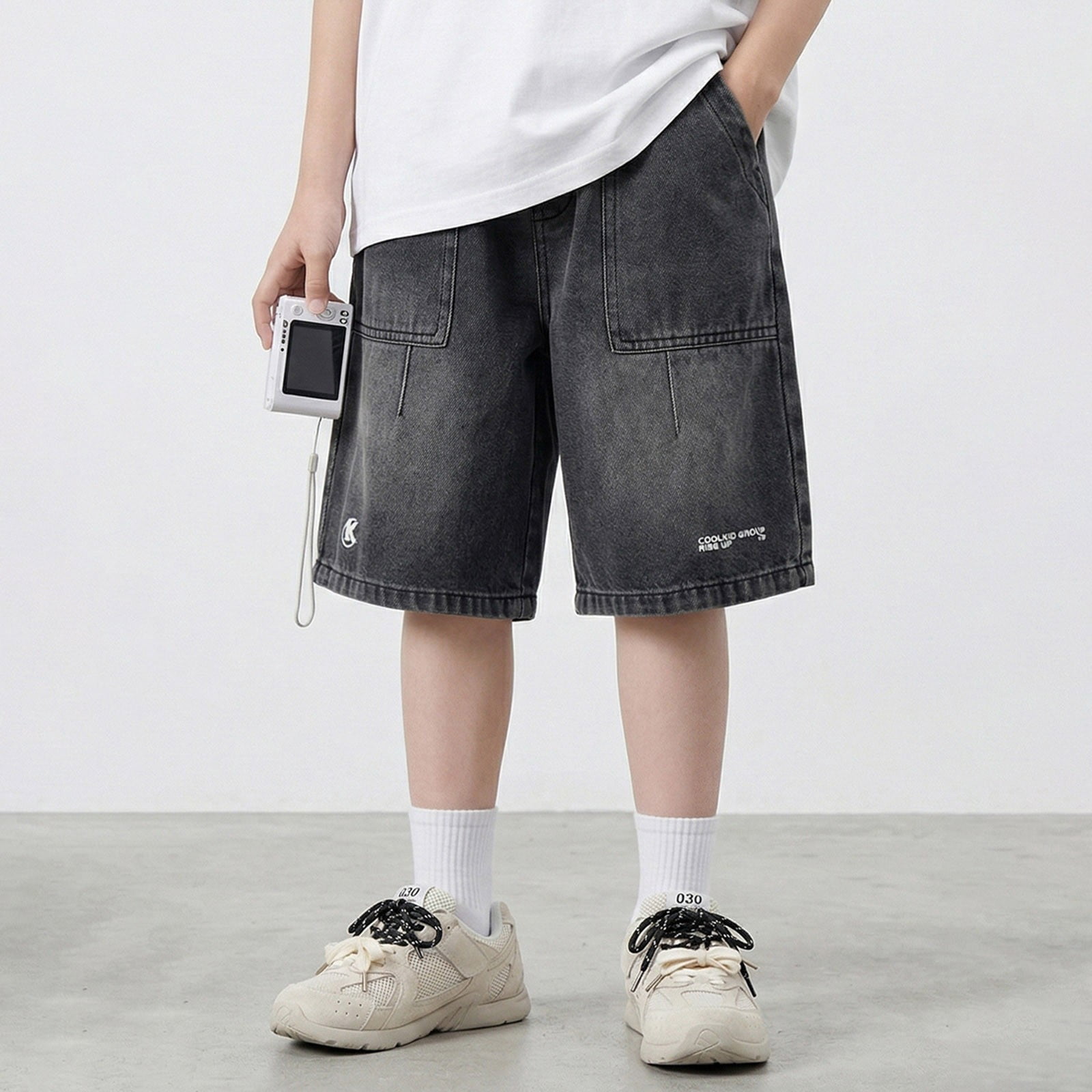 2026 New Boys Jean Shorts for Men Jorts Casual Loose Fit Long Denim ...