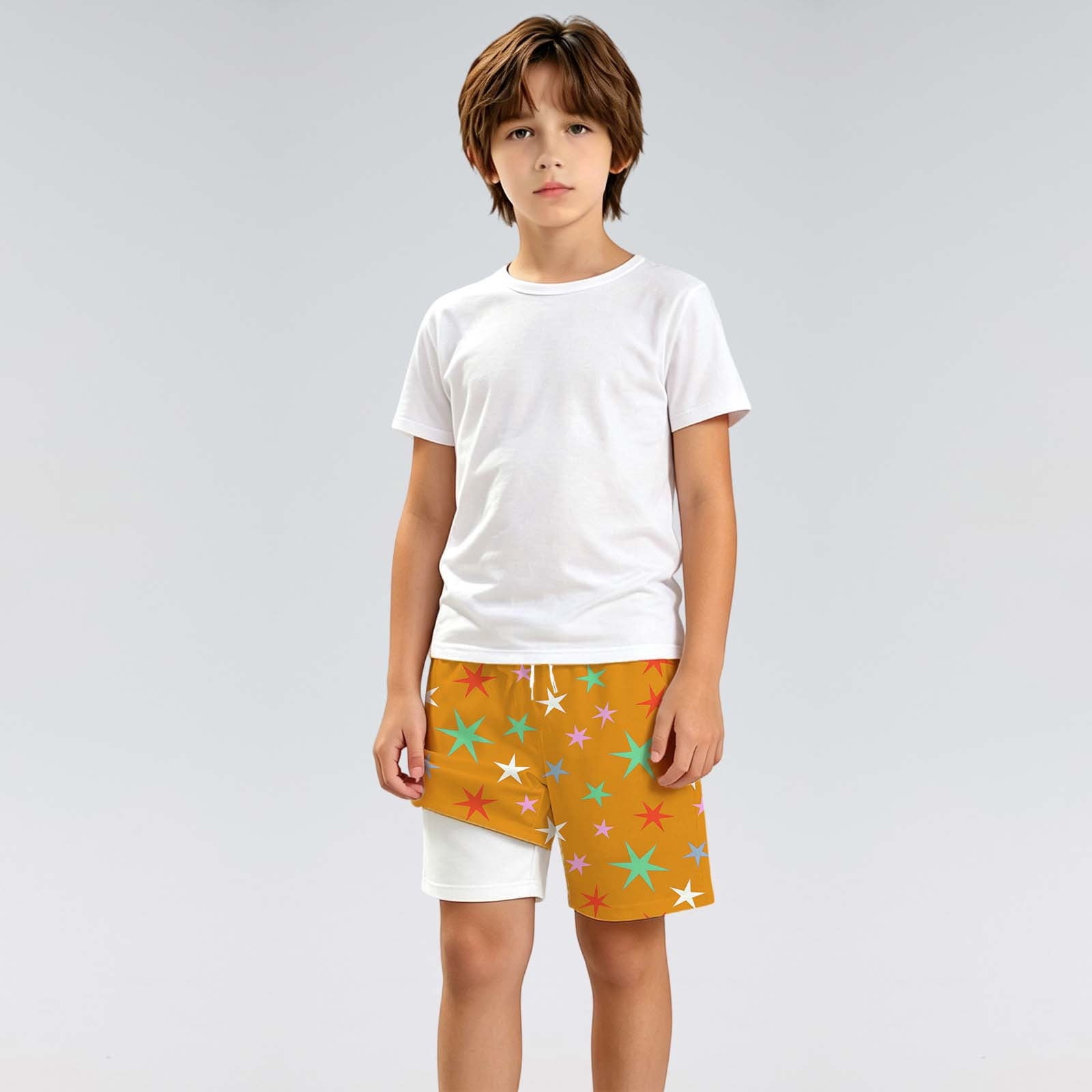 2026 New Boys Swim Trunks with Compression Liner High Visibility Quick ...