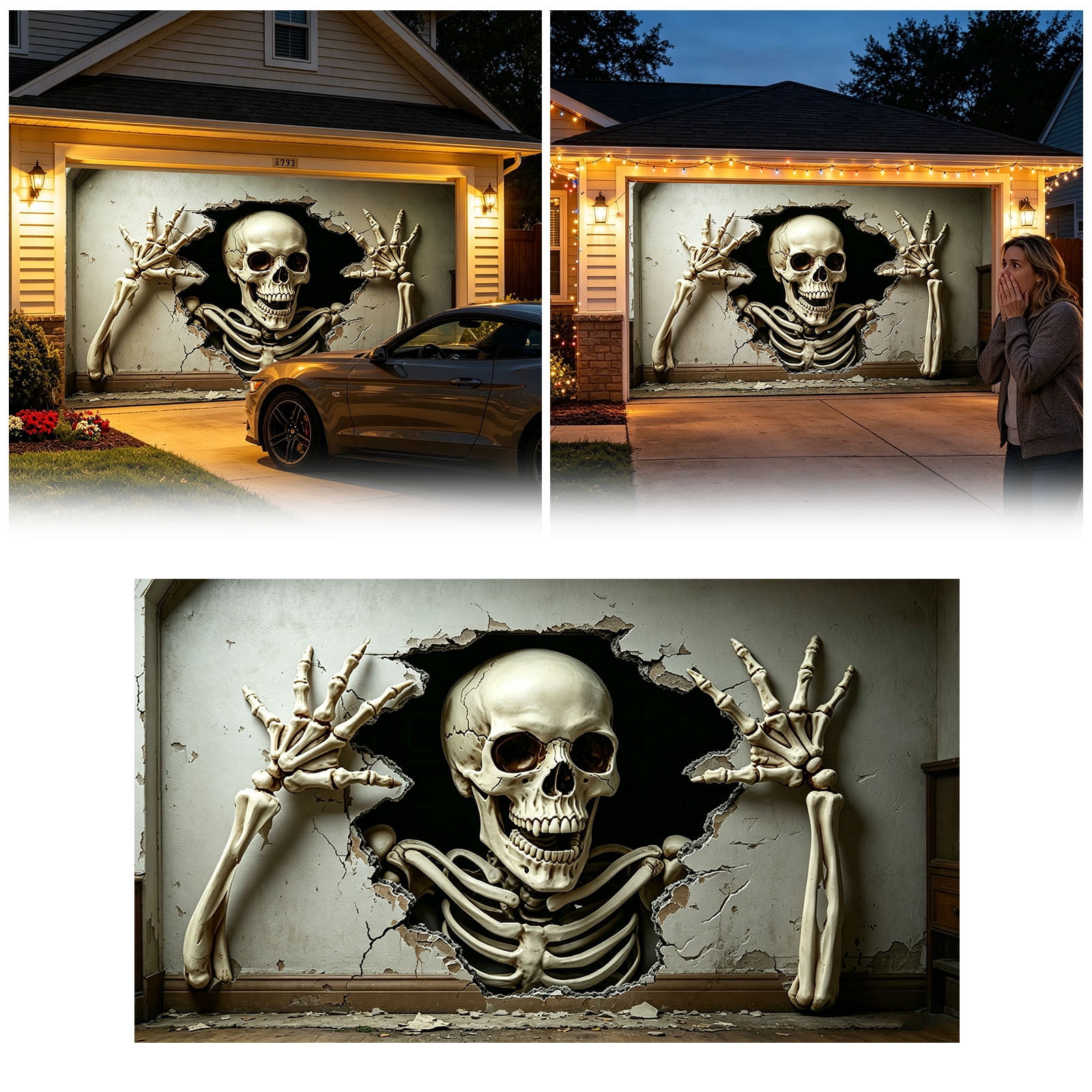 2026 New Breakthrough Skeleton Garage Banner, 84x192" Creepy Horror ...