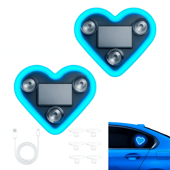 2026 New Car Atmosphere Light, Solar LED Lamp, Heart-Shaped Car LED ...