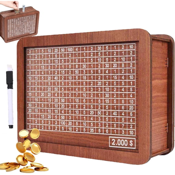 2026 New Cash Vault Wooden Savings Box, Savings Challenge Box,Wooden ...