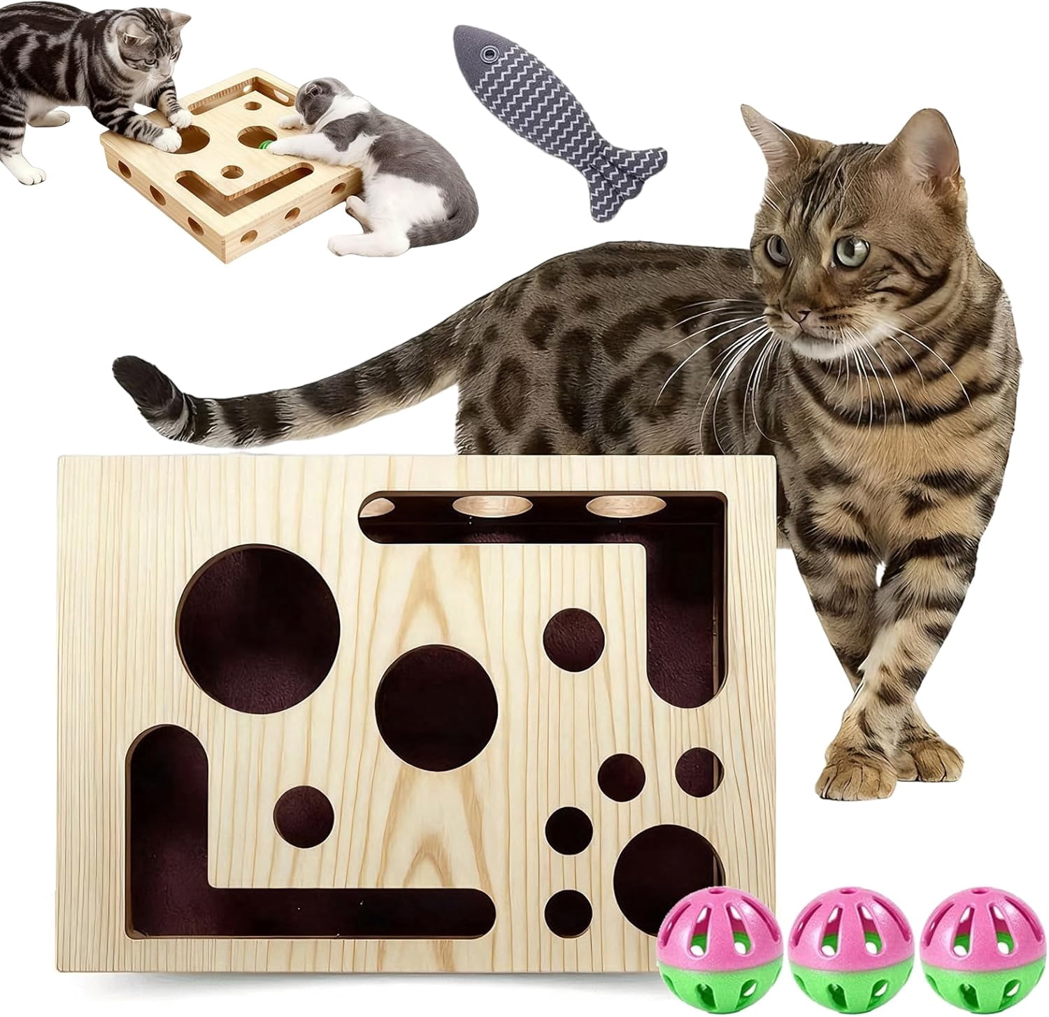 2026 New Cat Nail File Box with Three Bell Balls & Sandpaper Inside ...