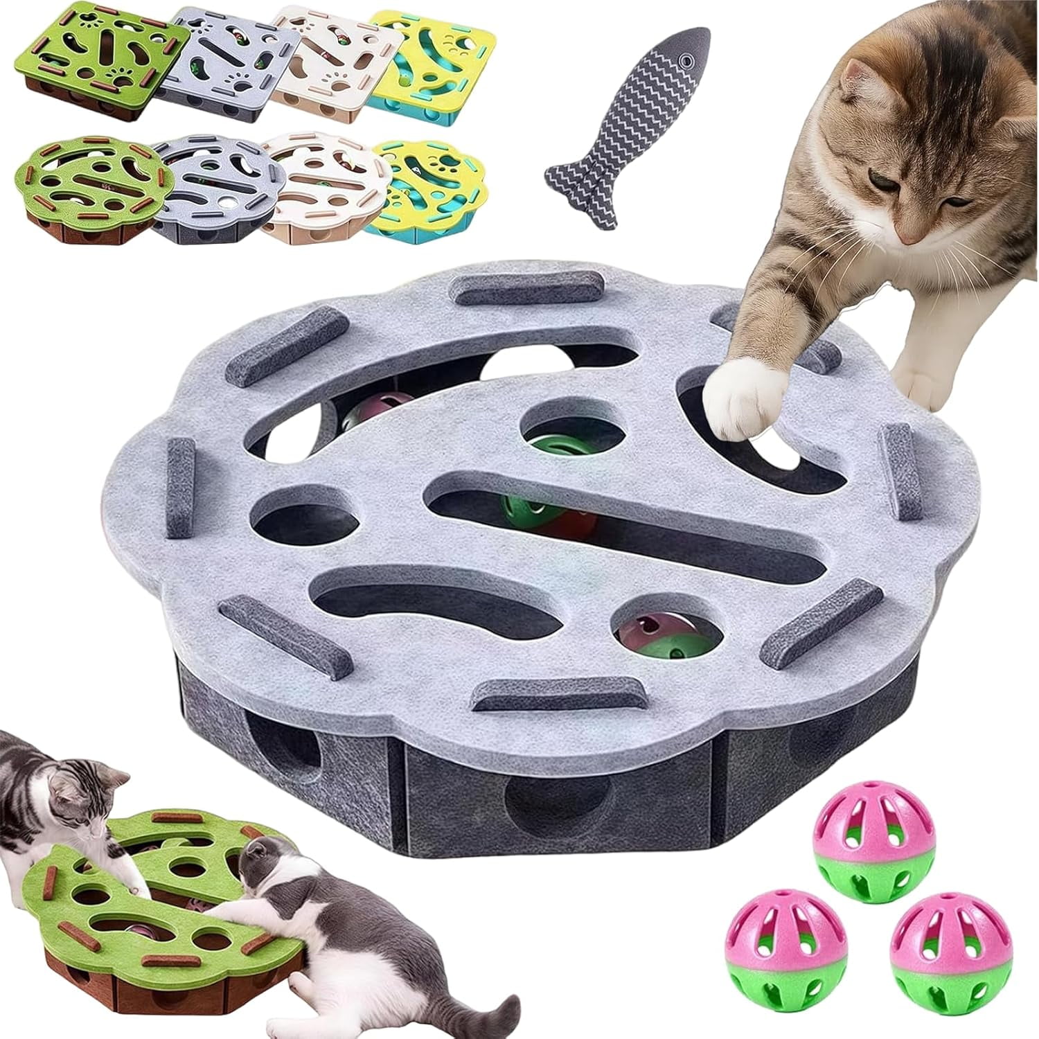 2026 New Cat Nail File Box with Three Bell Balls & Sandpaper Inside ...