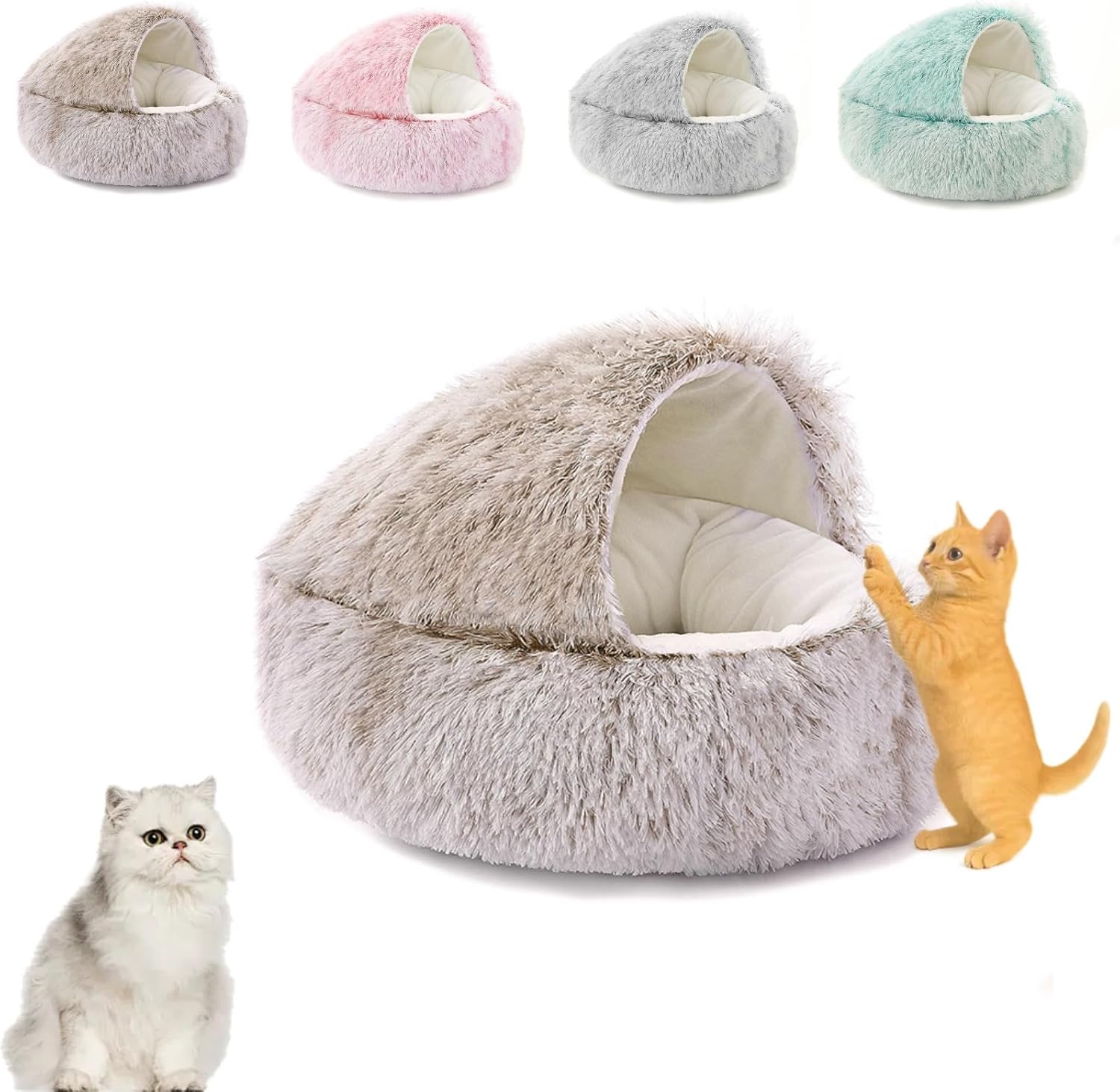 2026 New Cat Nest Bed, Dog Bed Cozy Cocoon with Hooded Cover, Round ...