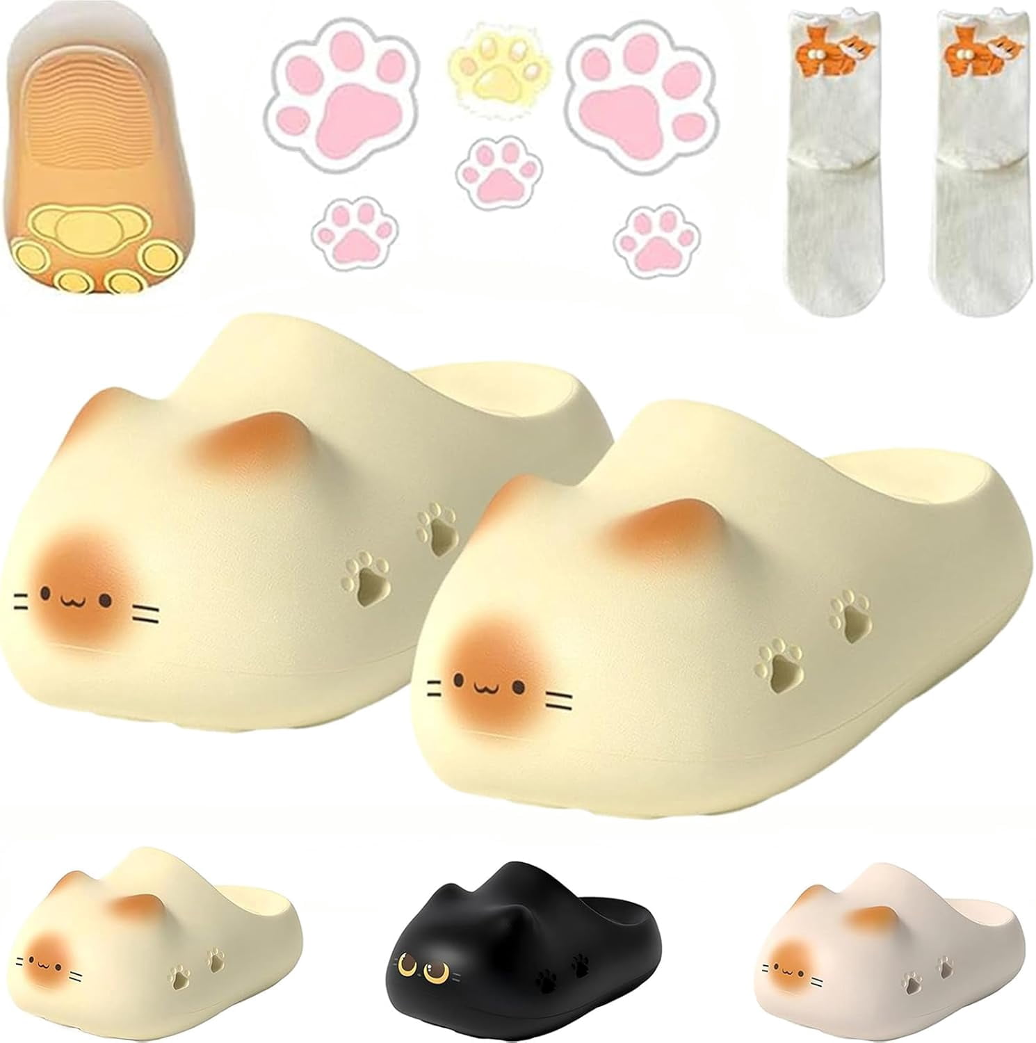 2026 New Cat Paw Print Shoe Summer, Cute Cat Paw Footprints Closed Toe ...