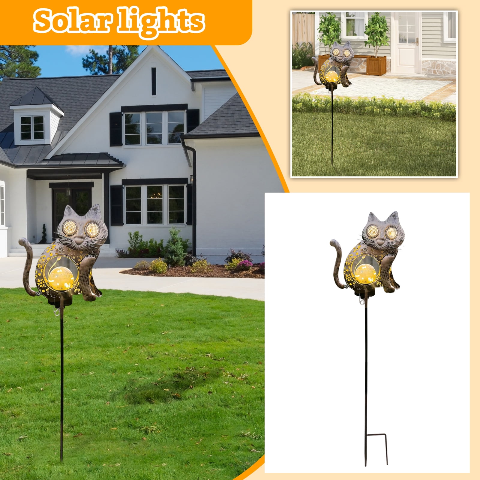 2026 New Cat Shaped Solar Garden Light Outdoor Decorative Stake Lamp ...