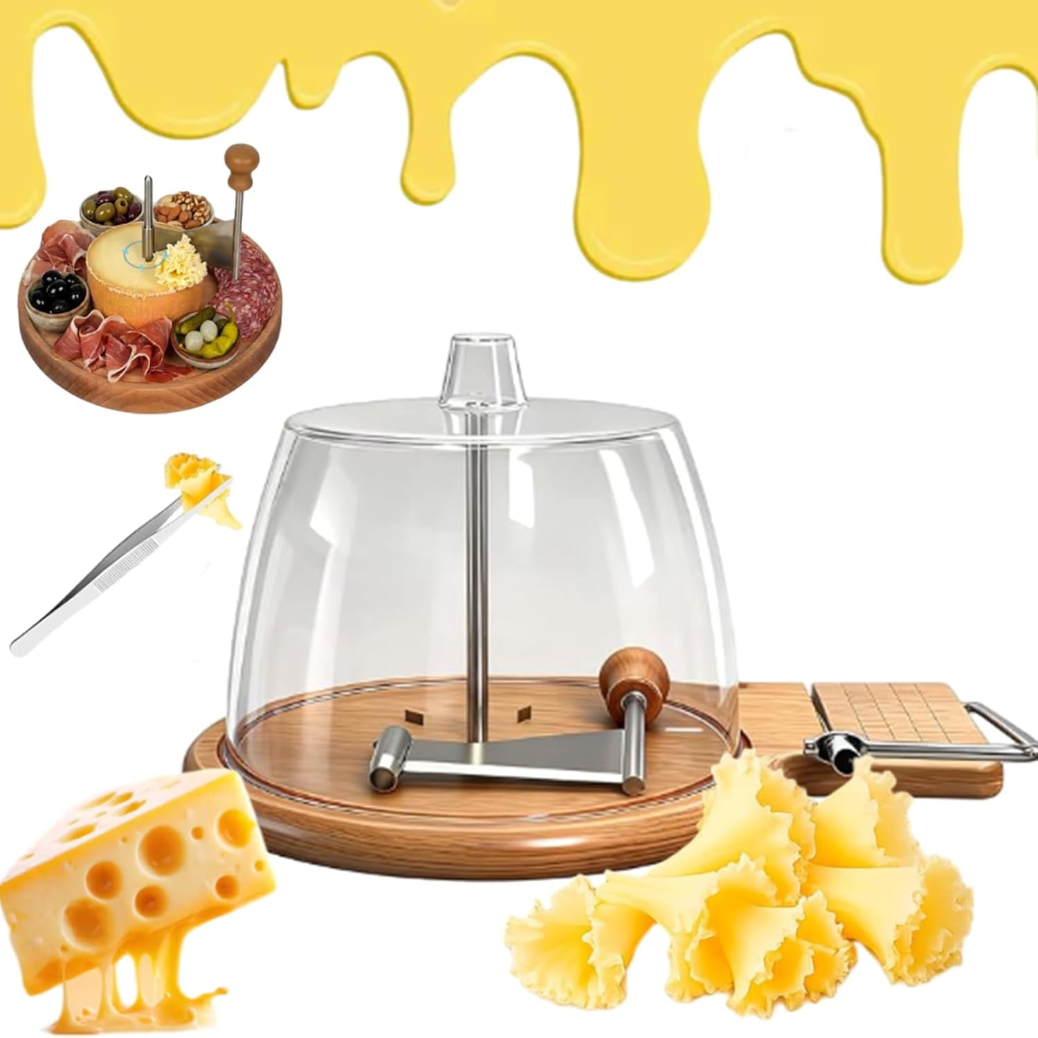 2026 New Cheese Spiral Shaver, Stainless Steel Cheese Wheel Cutter With ...