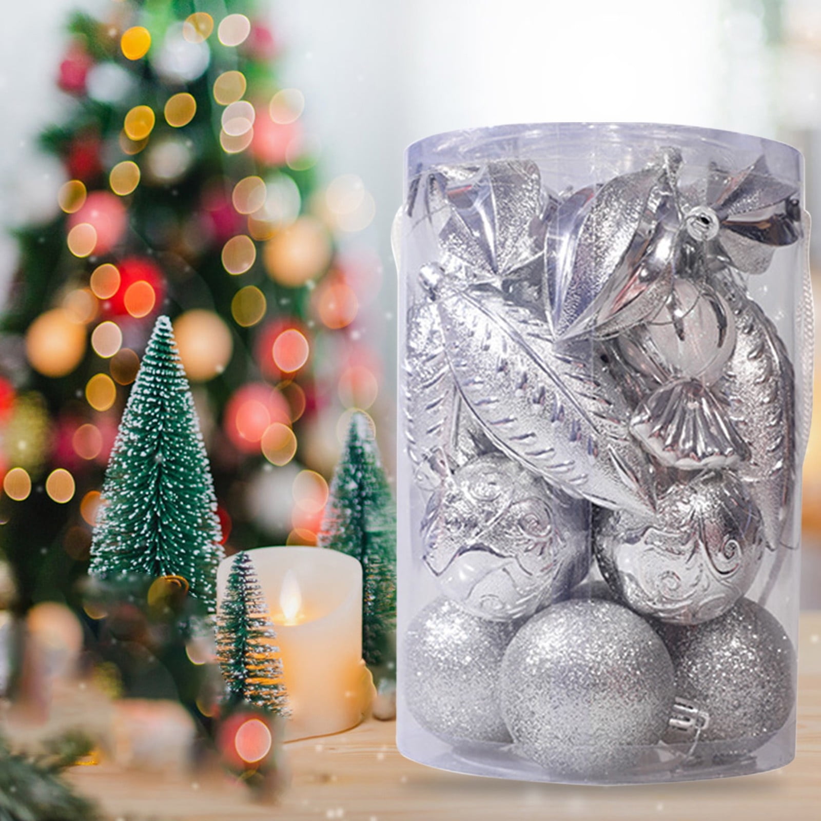 2026 New Christmas Ball Set Decoration Silver,1 Bucket Of Christmas ...