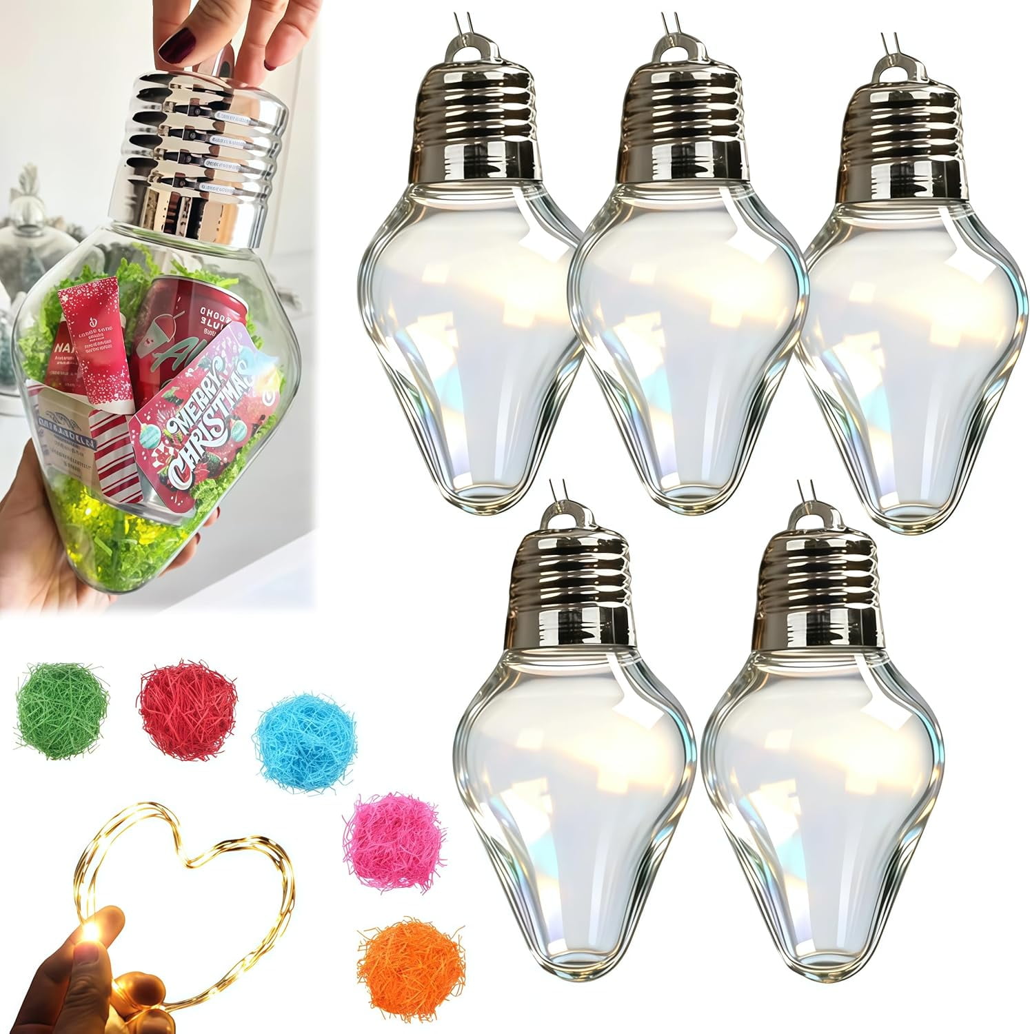 2026 New Christmas Bulb Gift Jar, Jumbo Fillable Light Bulb Shape Clear ...