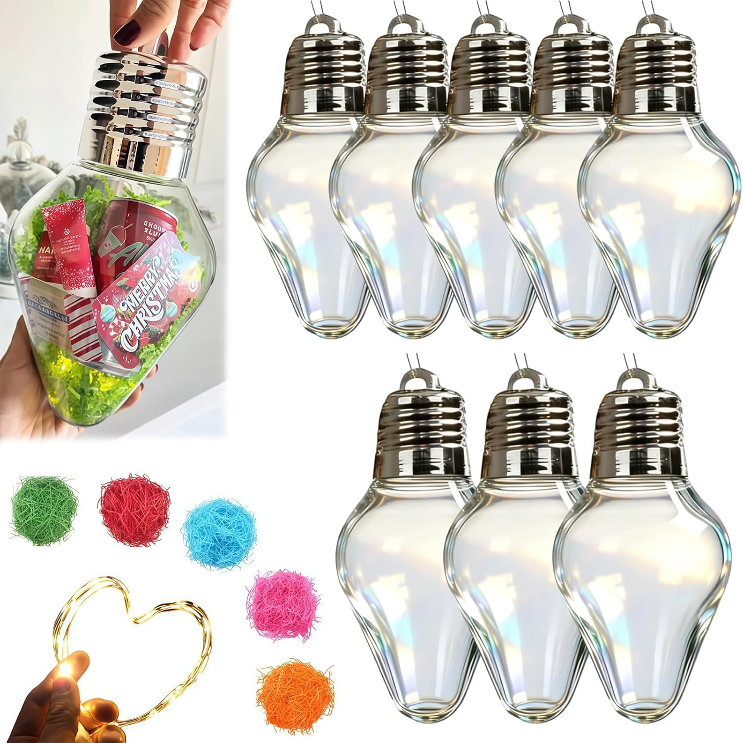 2026 New Christmas Bulb Gift Jar, Jumbo Fillable Light Bulb Shape Clear ...