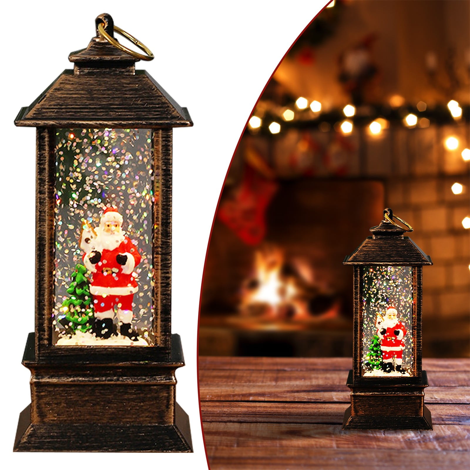 2026 New Christmas Wind Lantern Desktop Ornaments Water-Filled Square ...