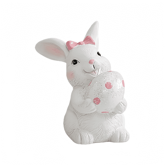 2026 New Clearance Decor Easter Resin Rabbit Holding Eggs Modeling ...