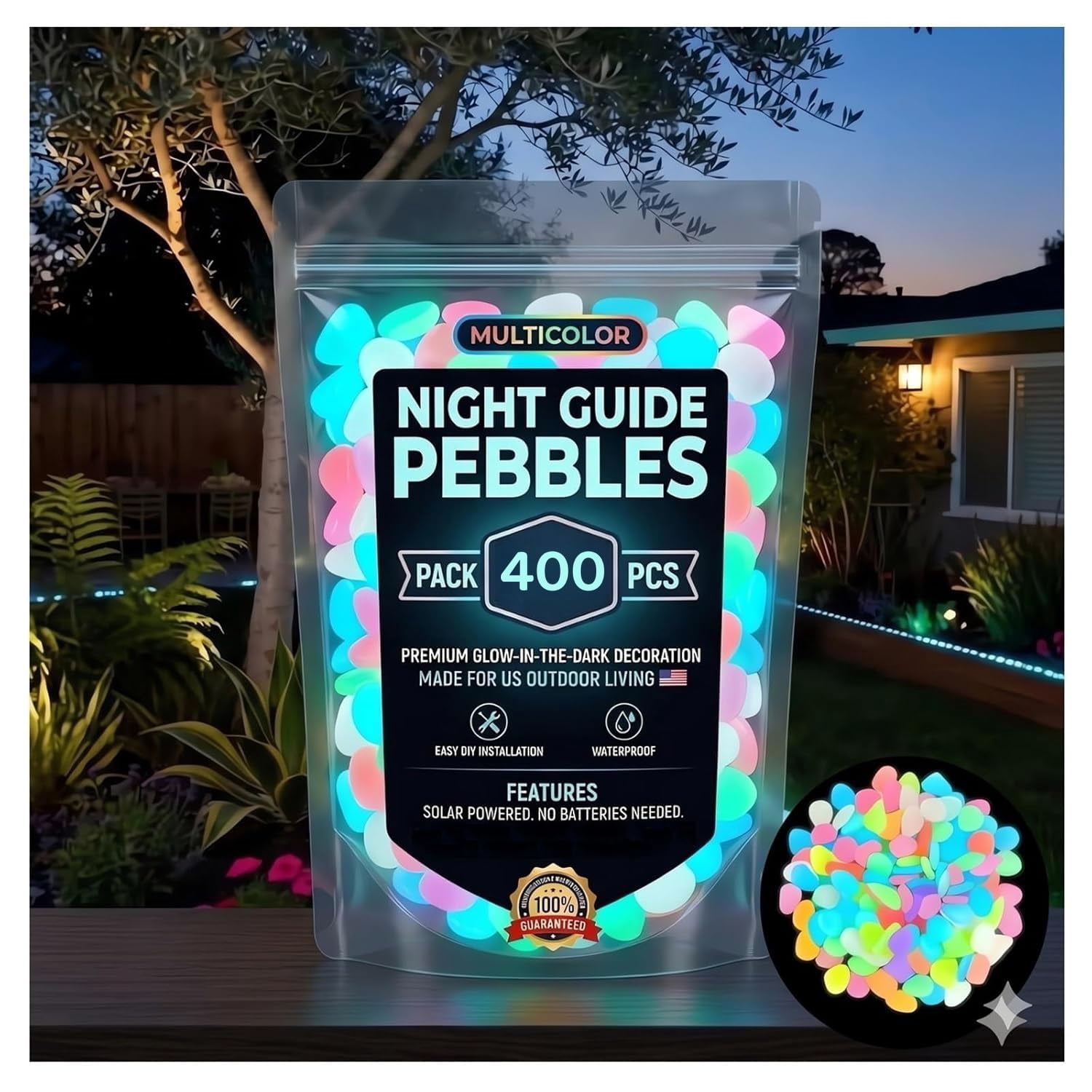 2026 New Colorful Glow-in-the-Dark Garden Stones, 400 Pack Premium ...