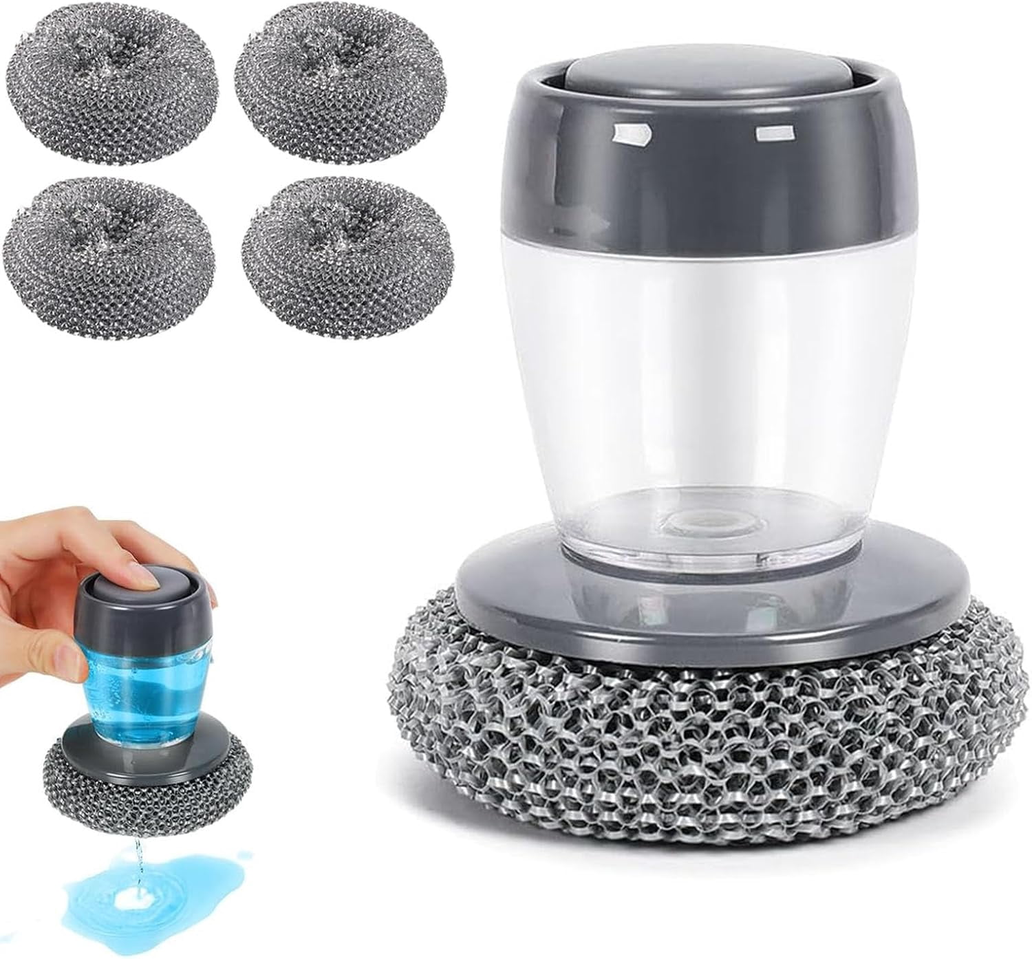 2026 New Comfort Grip Soap Dispensing Kitchen Scrub with 4 Cleaning ...