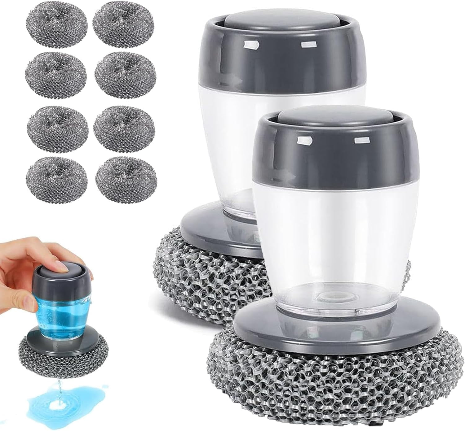 2026 New Comfort Grip Soap Dispensing Kitchen Scrub with 4 Cleaning ...