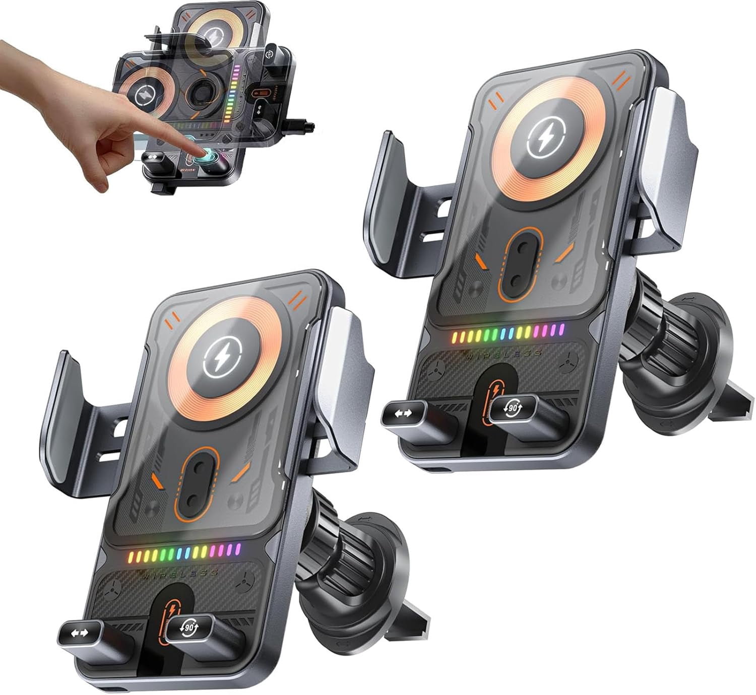 2026 New Cool Car Wireless Fast Charging Holder, Motorized 90° Rotating ...
