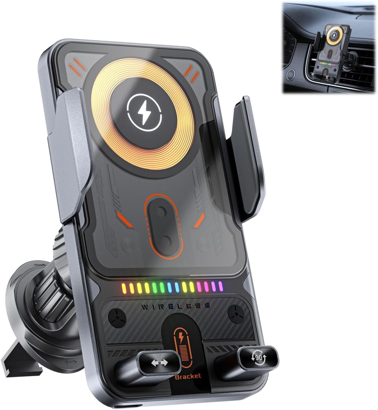 2026 New Cool Car Wireless Fast Charging Holder, Motorized 90° Rotating ...