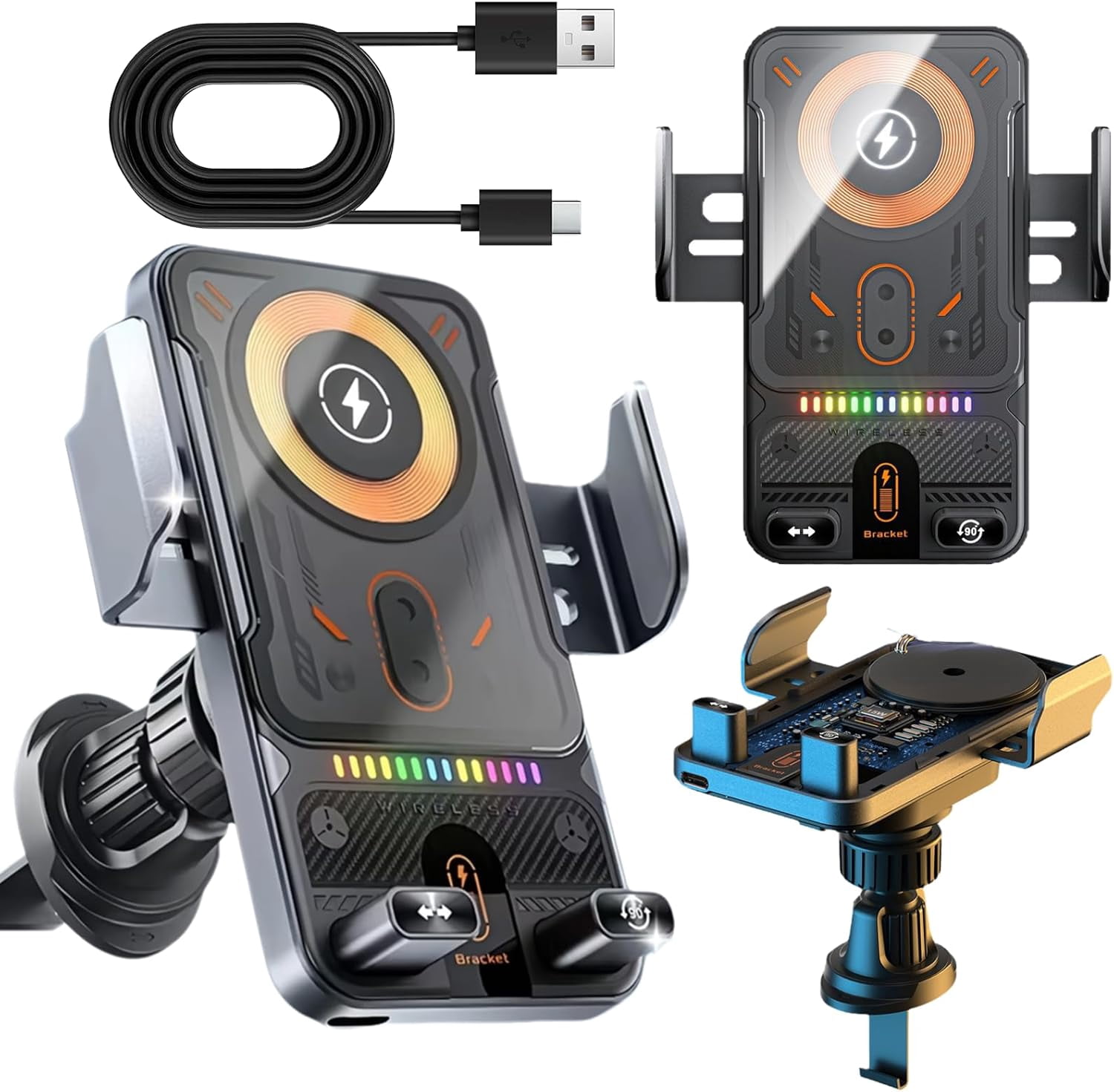 2026 New Cool Car Wireless Fast Charging Holder, Smart Sensor Open 15W ...