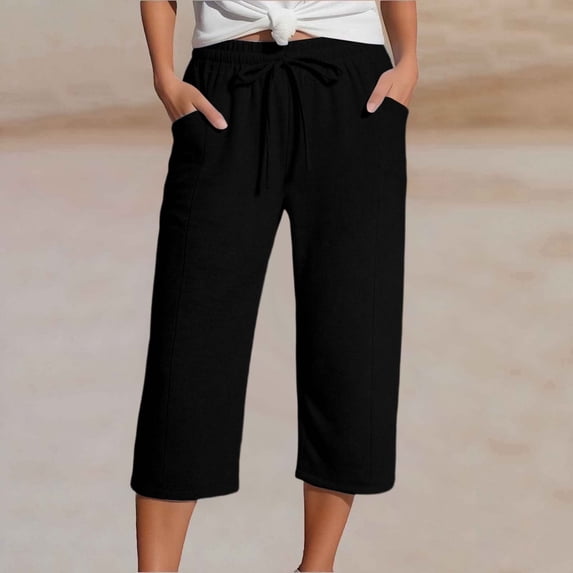2026 New Cotton Capri Pants for Women Wide Leg Lightweight Summer ...