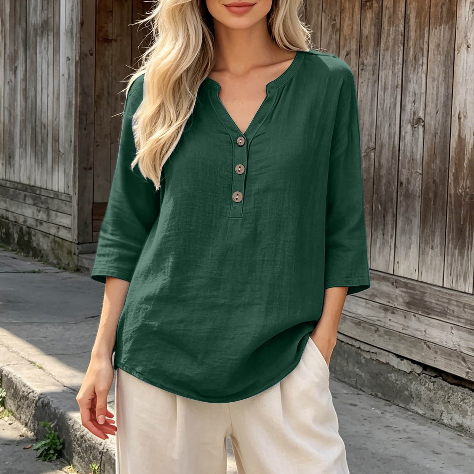 2026 New Cotton Linen Tops for Women - Summer Gauze Shirts Button Down ...