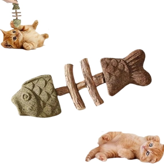 2026 New Creative Fish Bone Cat Toy, Cat Chew Toys,Wooden Catnip Teeth ...