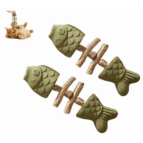 2026 New Creative Fish Bone Cat Toy, Wooden Catnip Teeth Cleaning Stick ...