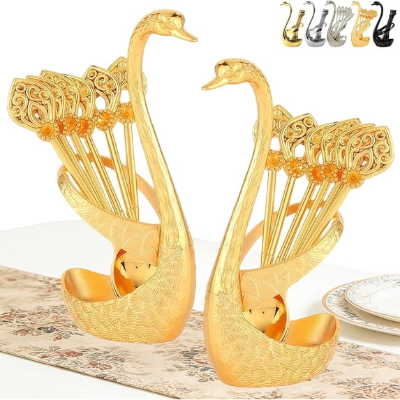 2026 New Creative Swan Design Coffee Stirring Spoon Set, Swan Coffee ...