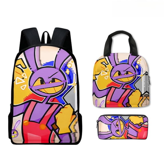 2026 New Cute Cartoon Cool Evil Circus Rabbit Print Student Backpack ...