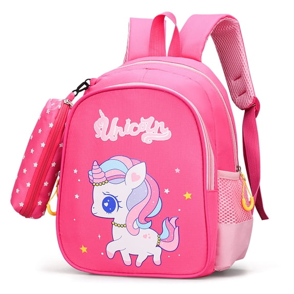 2026 New Cute Cartoon Pink Unicorn Print Backpack with Matching Star ...