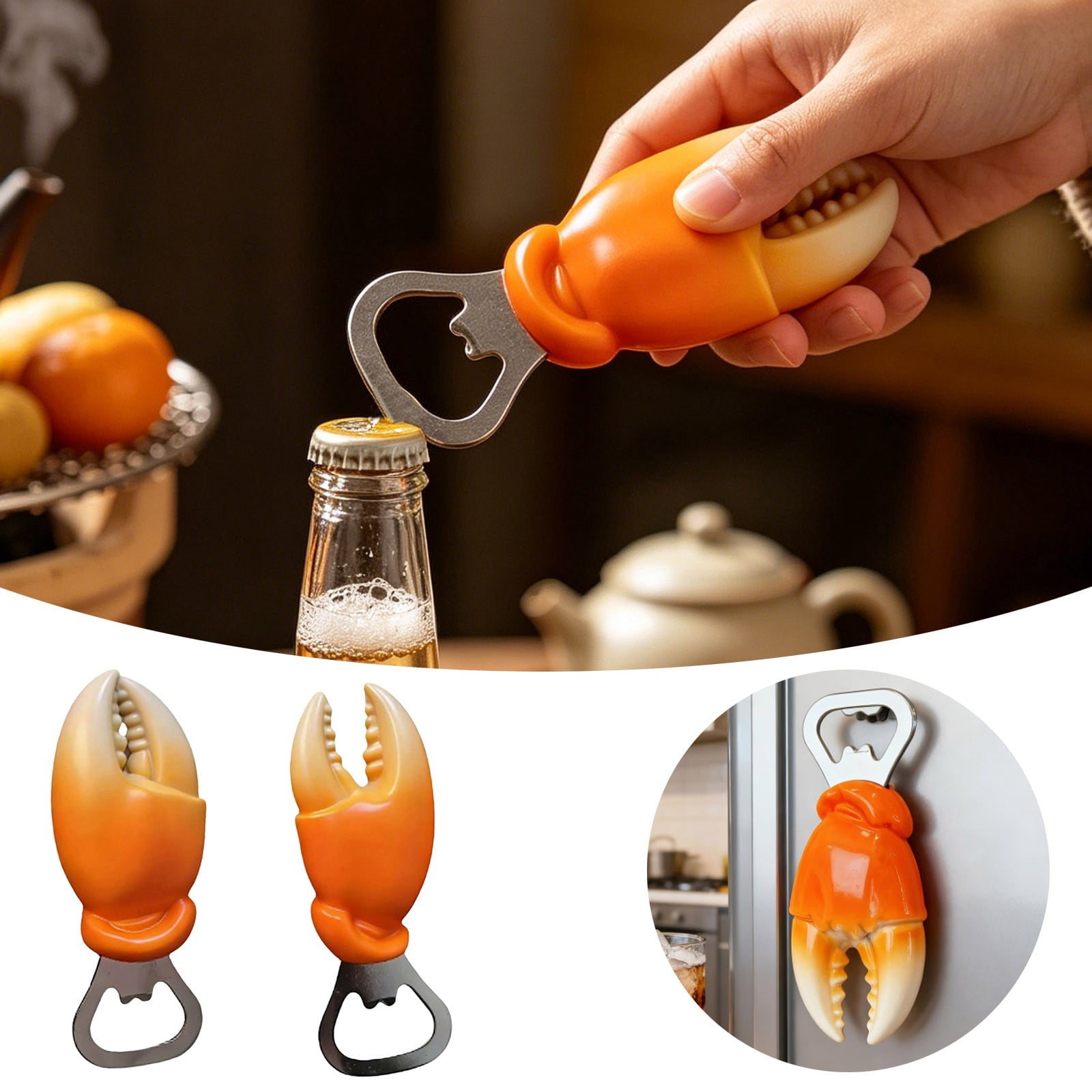 2026 New Cute Crab Claw Magnetic Bottle Opener, Novelty Fridge Magnet ...