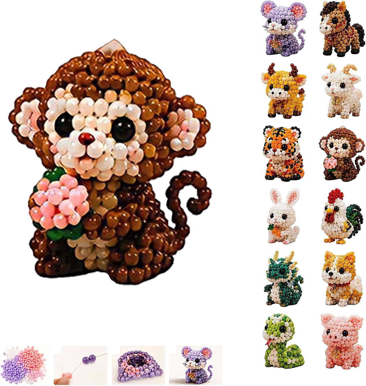 2026 New DIY Animal Beading Kit, 3D Beaded Animal Kit for All Ages ...