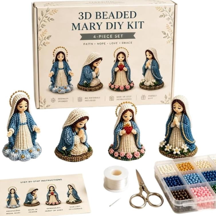 2026 New DIY Christian Beading Kit 3D Beaded Jesus and Mary Faith ...