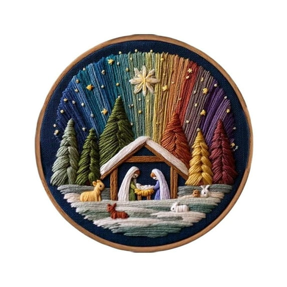 2026 New DIY Nativity Scene Embroidery Kit for Adults, Holy Birth Story ...