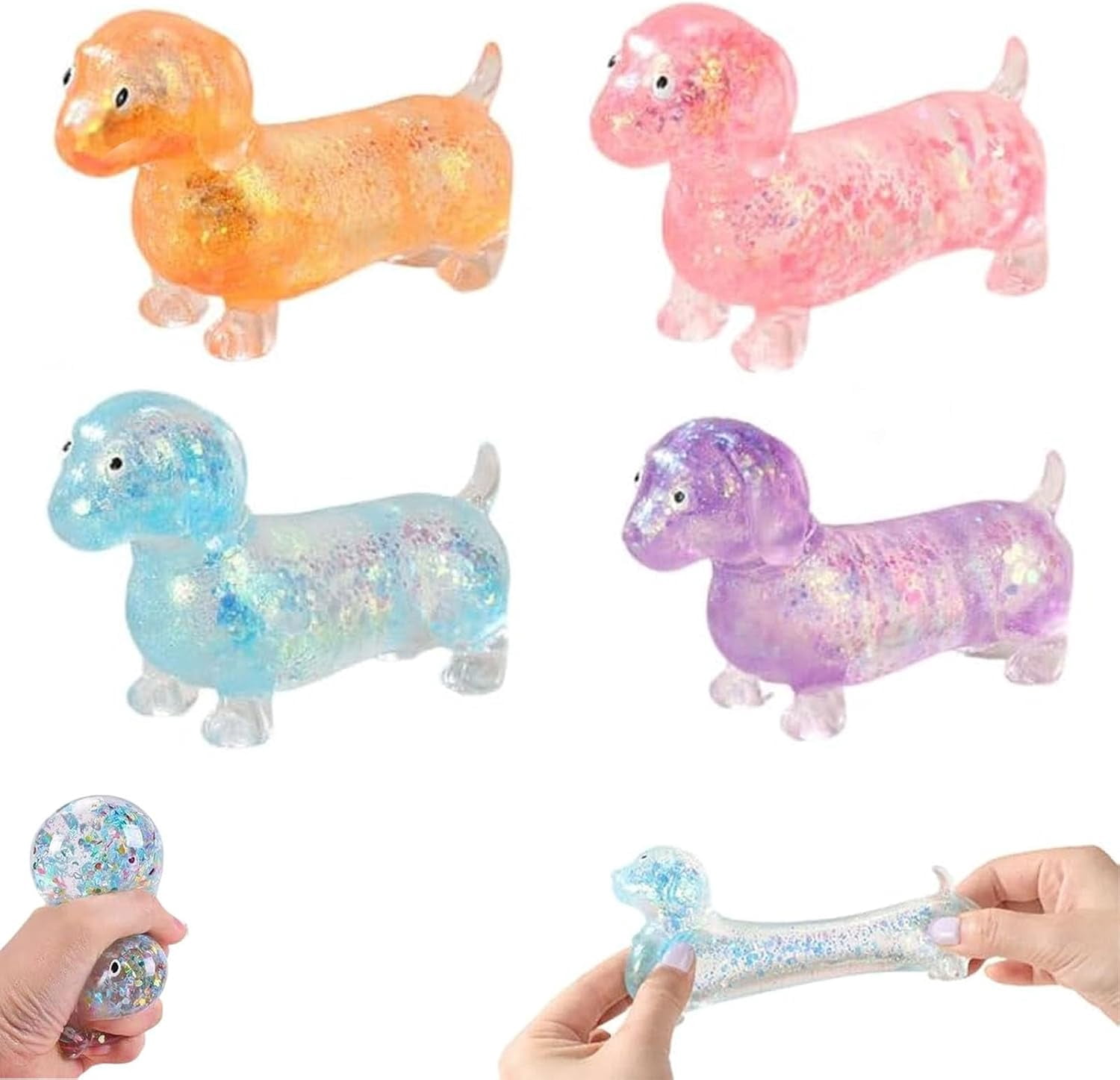 2026 New Dachshund Squishy, Squishy Weiner Dog, Sparkly Cute Mini ...