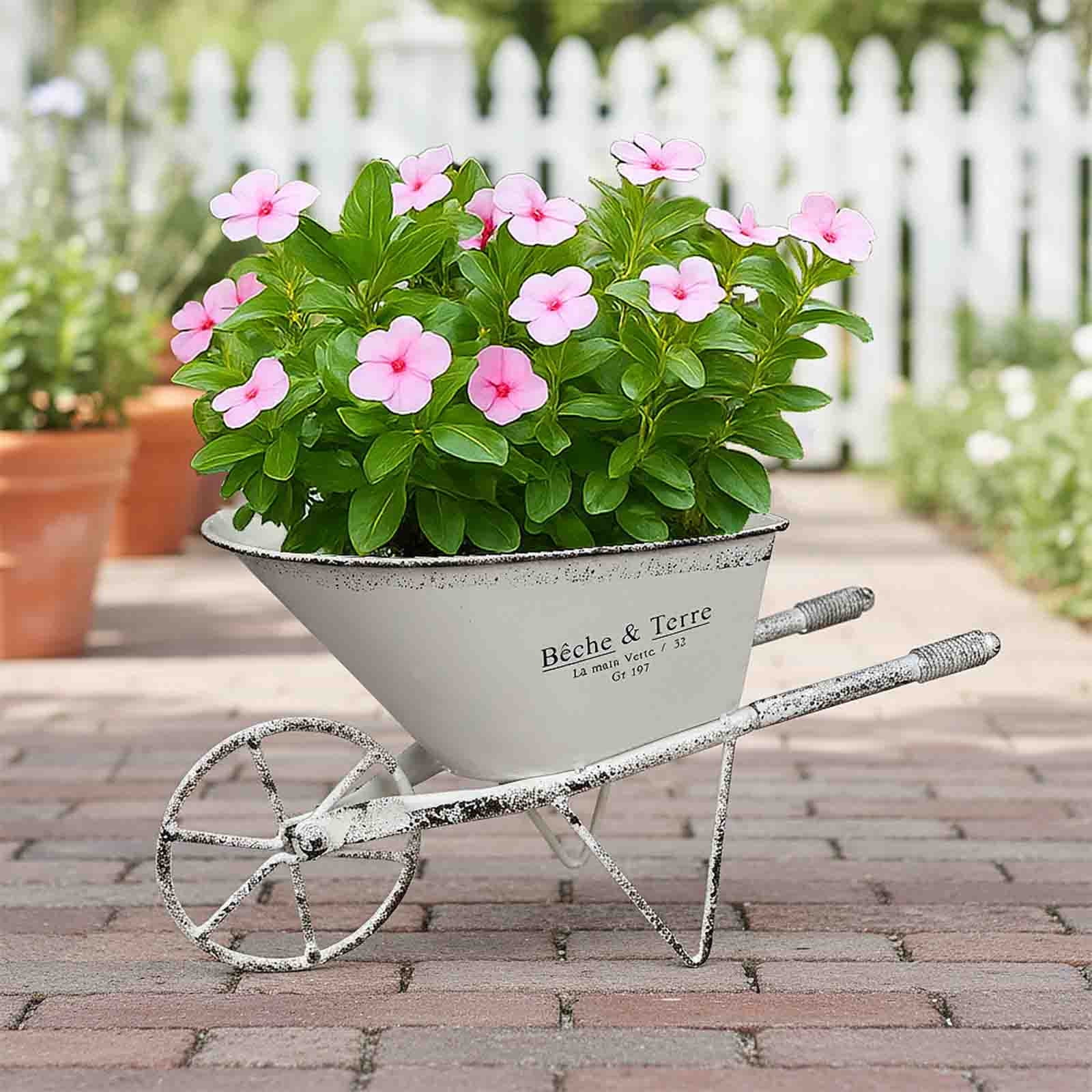2026 New Decoration OrnamentsIronwork wheel handcart for villa ...