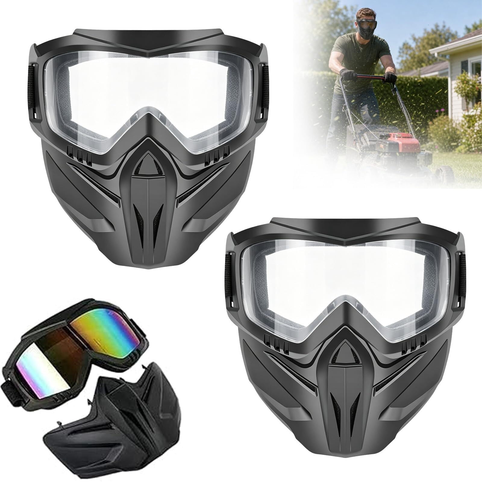 2026 New Detachable Full Face Goggle Mask,Anti-Fog Grass Cutting Mask ...