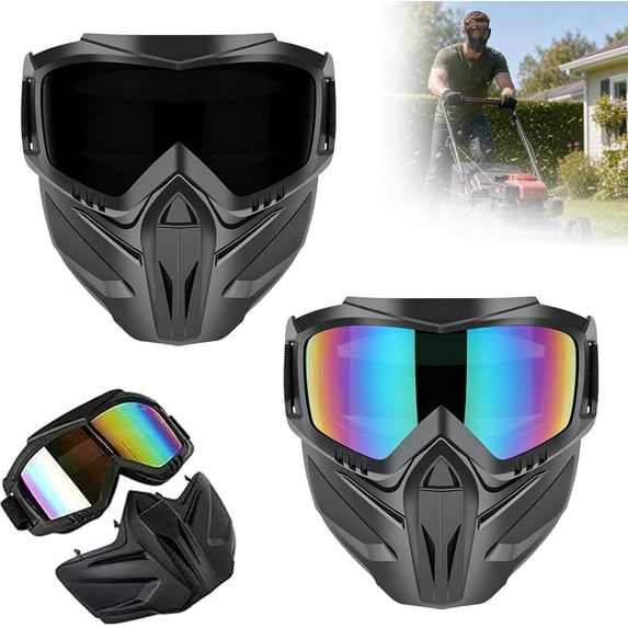 2026 New Detachable Full Face Goggle Mask,Anti-Fog Grass Cutting Mask ...