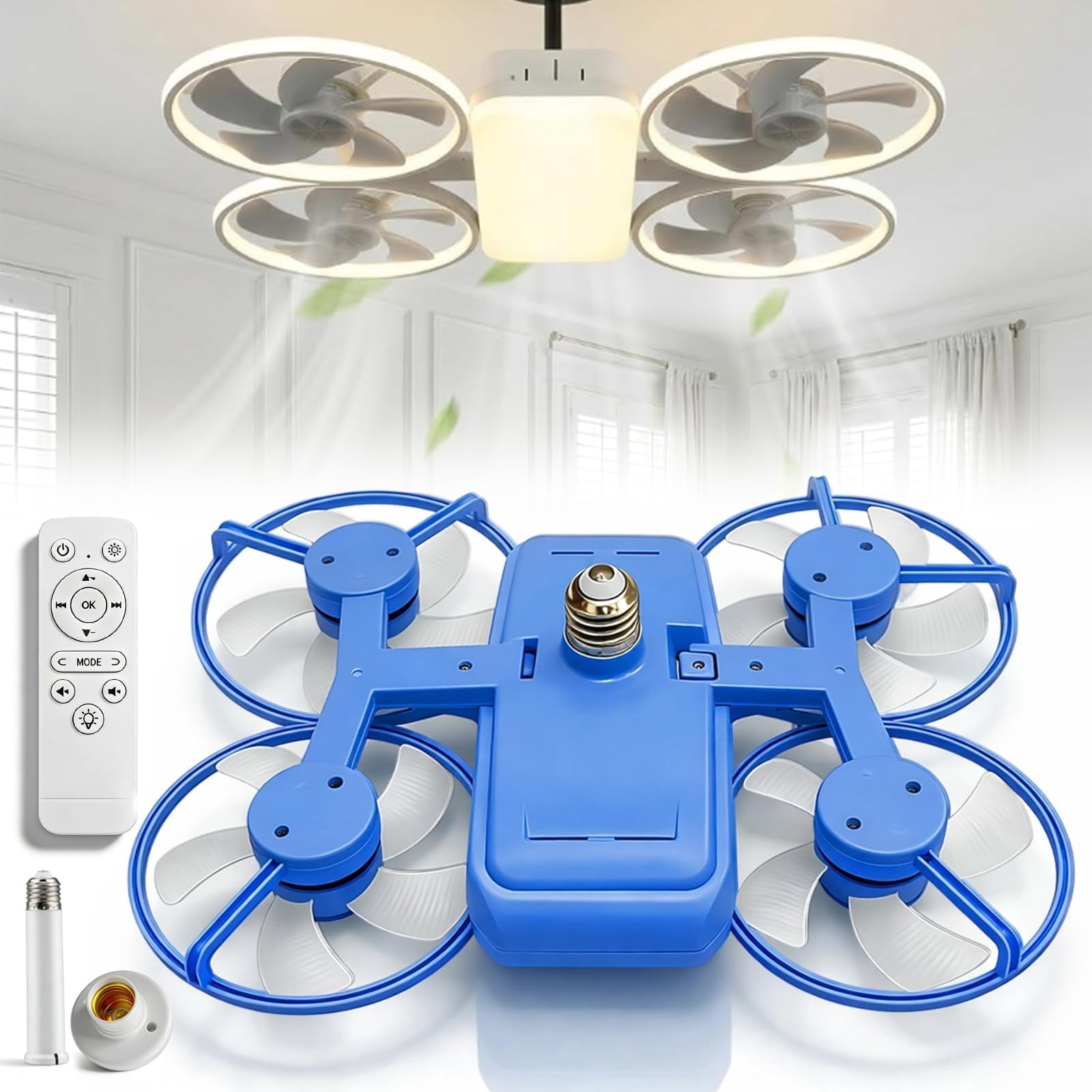 2026 New Drone-Style LED Ceiling Fan Light - Three Adjustable Color ...