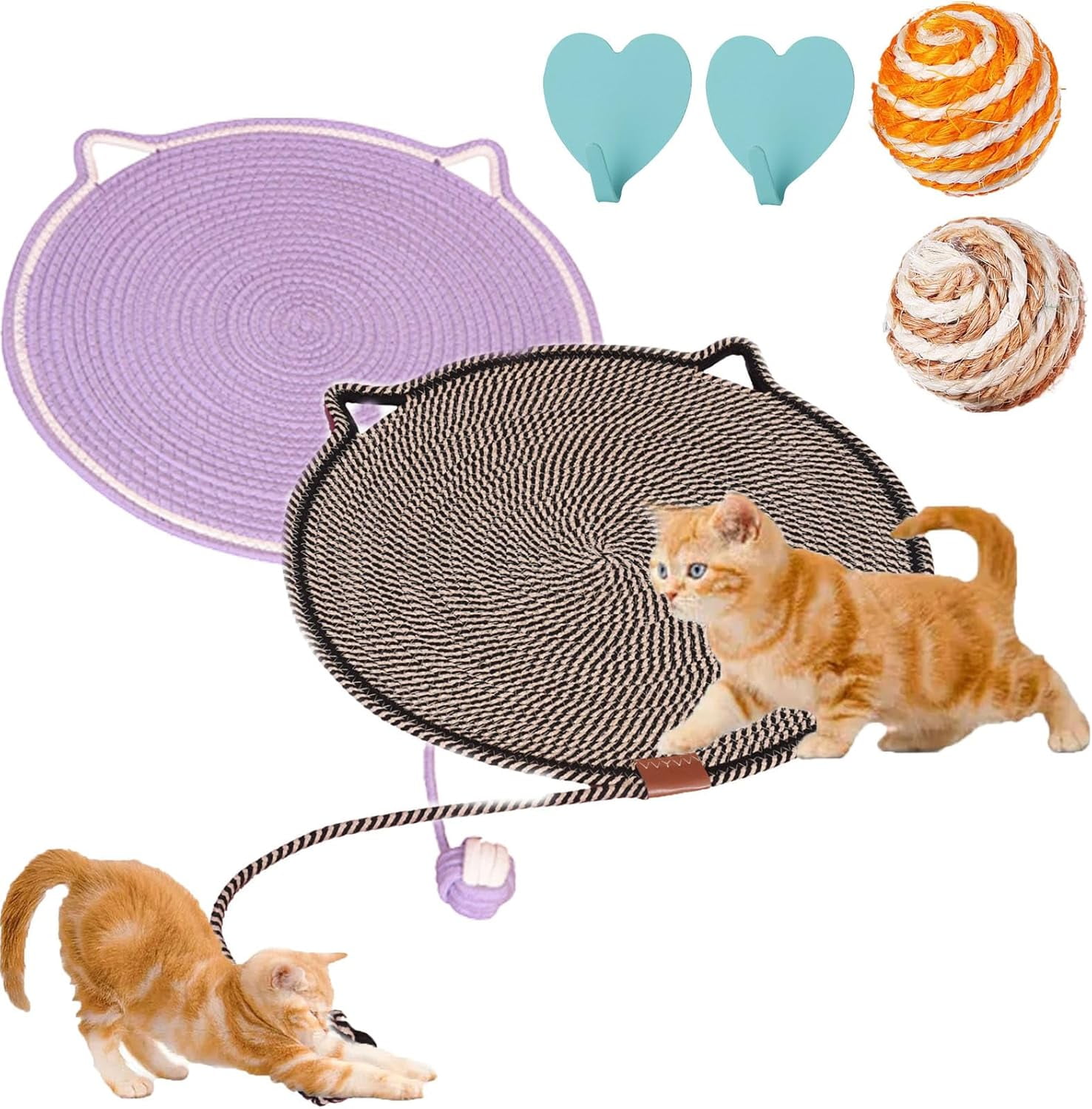 2026 New Dual Scratching Pad for Cats, Cotton Rope Cat Scratching Pads ...