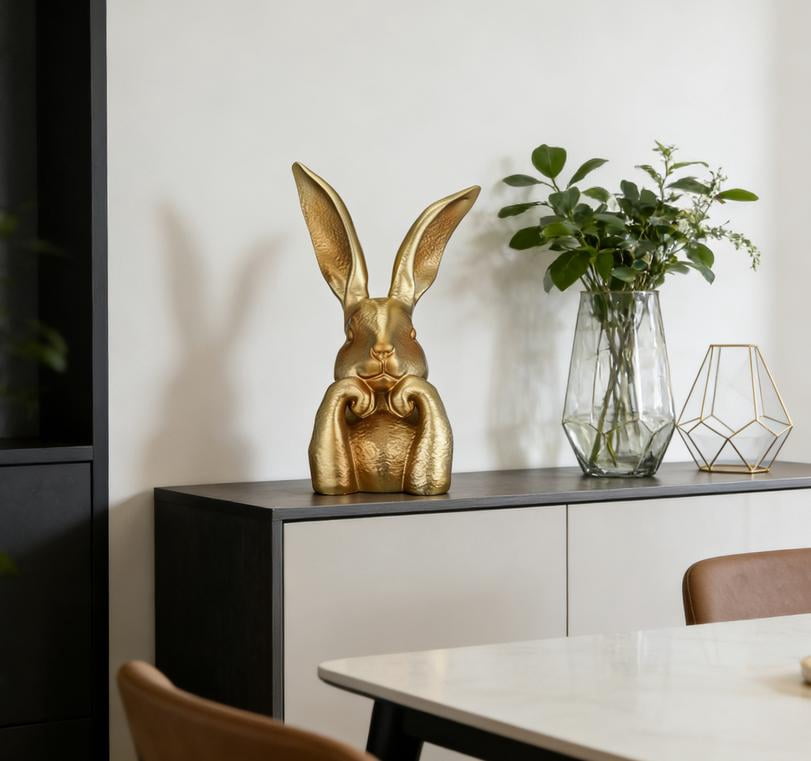 2026 New Easter 13.6 Inch Gold Resin Bunny Table Decor,Bunny ...
