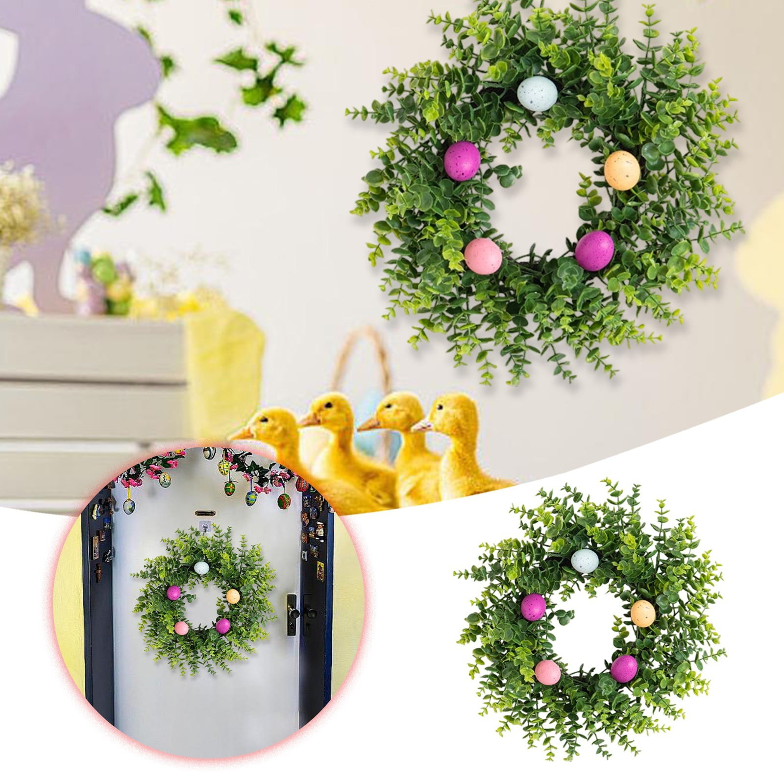 2026 New Easter Egg Vine Wreath Door Floral Arrangement for Home ...