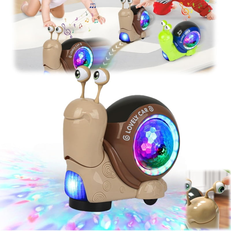 2026 New Electric Snail Toy Glowing Music Playing Auto Moving Crawling ...