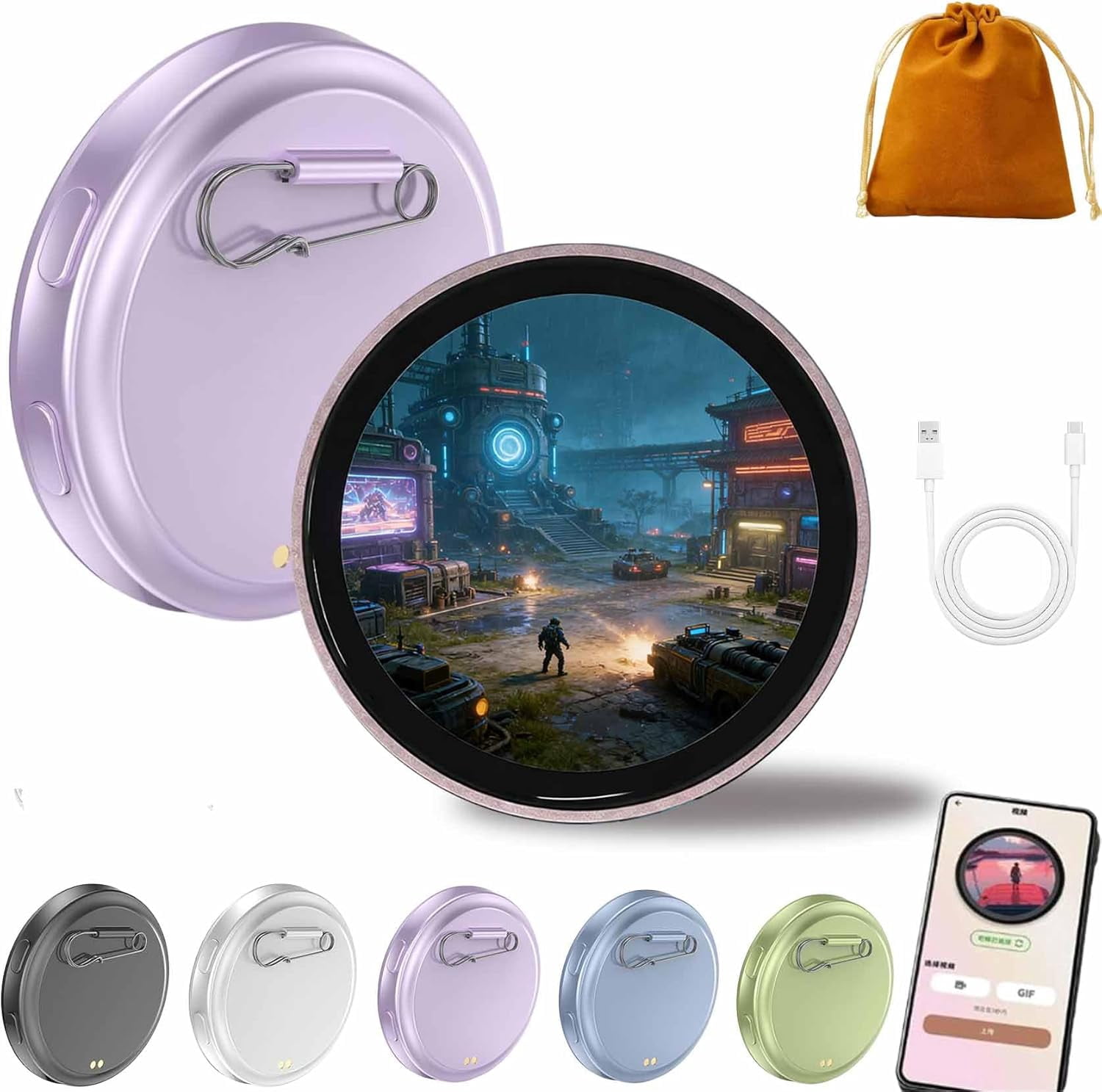 2026 New Electronic Badge Digital Display Pin, 1.8'' Touch Screen Badge ...