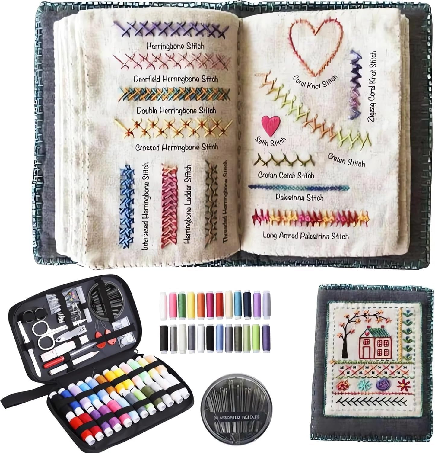 2026 New Embroidery Stitch Book Kit,Portable All Scenario Embroidery ...