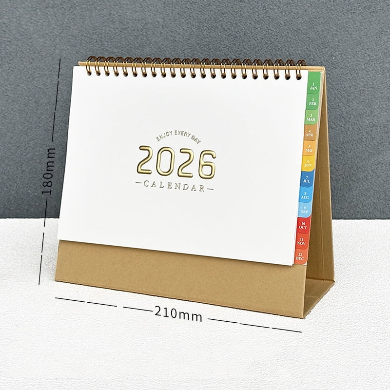 2026 New English Simple Table Calendar Desktop Paper big Calendar Dual ...
