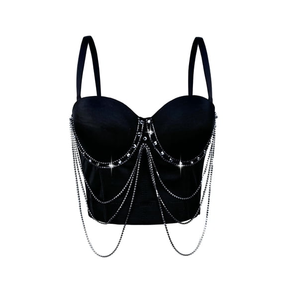 2026 New European and American Style Women's Black Rhinestone Chain ...